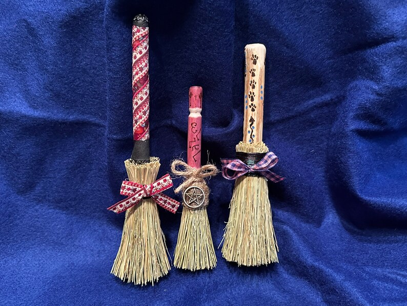 Folksy Kitchen Witch Broom With Vintage Red Ribbon - Etsy