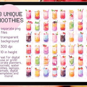 Pixel Smoothies Digital Sticker Pack - 48 Unique and Colorful Smoothie ...