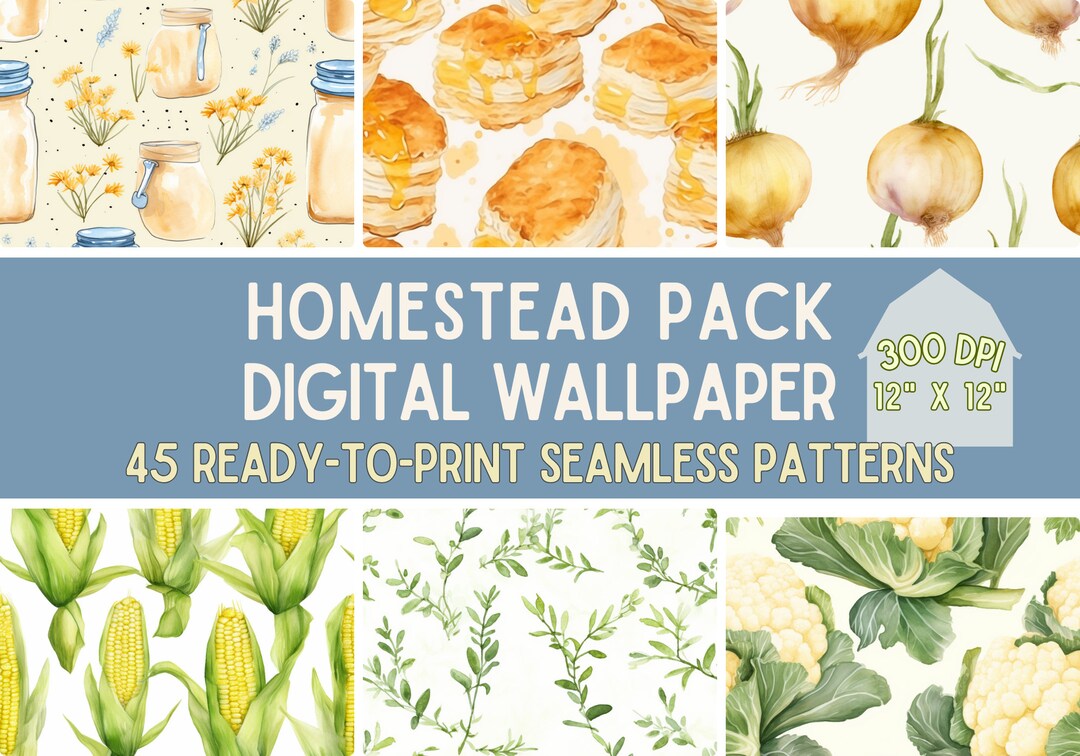 45-pack Homestead-themed Digital Wallpaper Patterns - Mason Jars ...