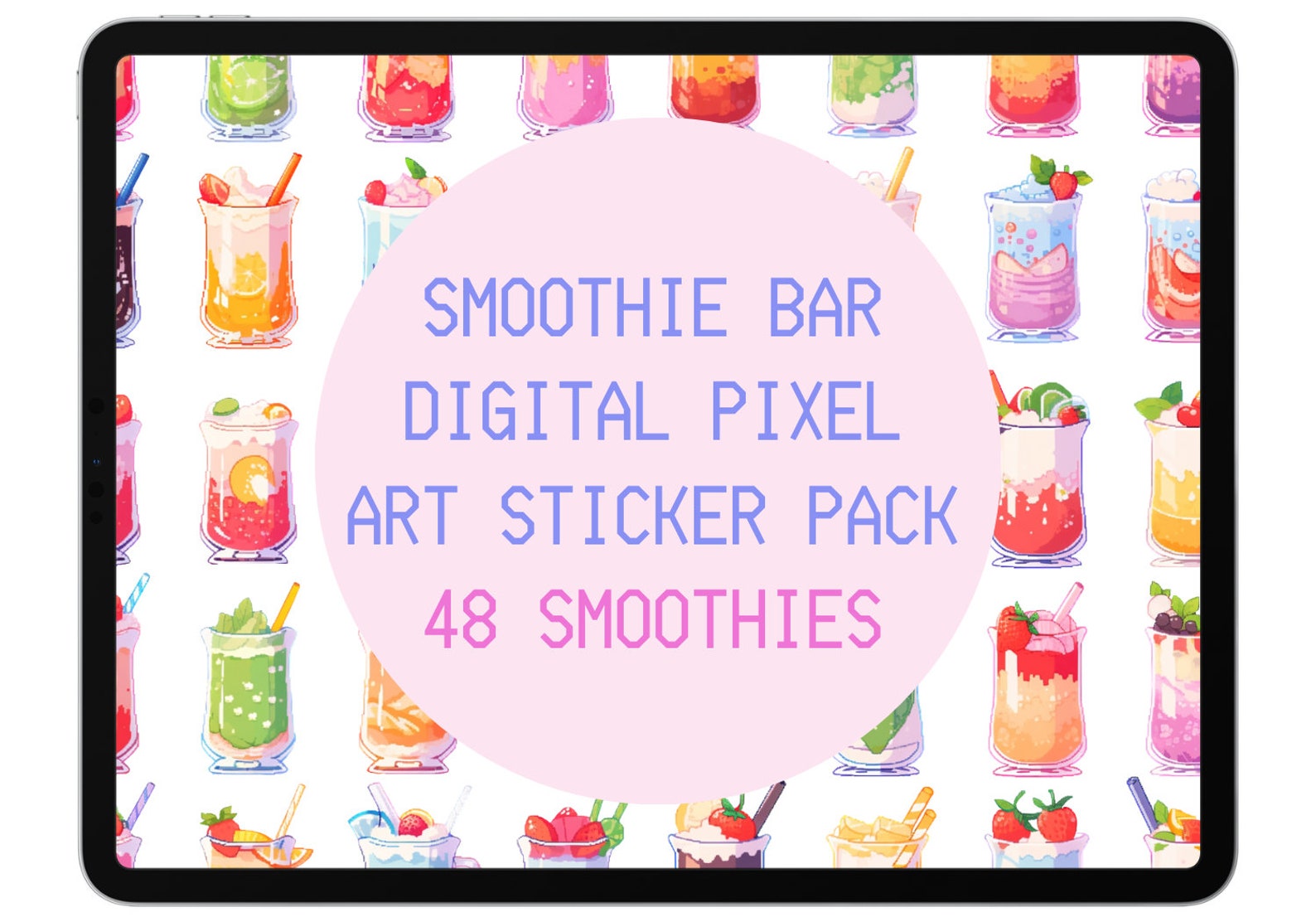 Pixel Smoothies Digital Sticker Pack - 48 Unique and Colorful Smoothie ...