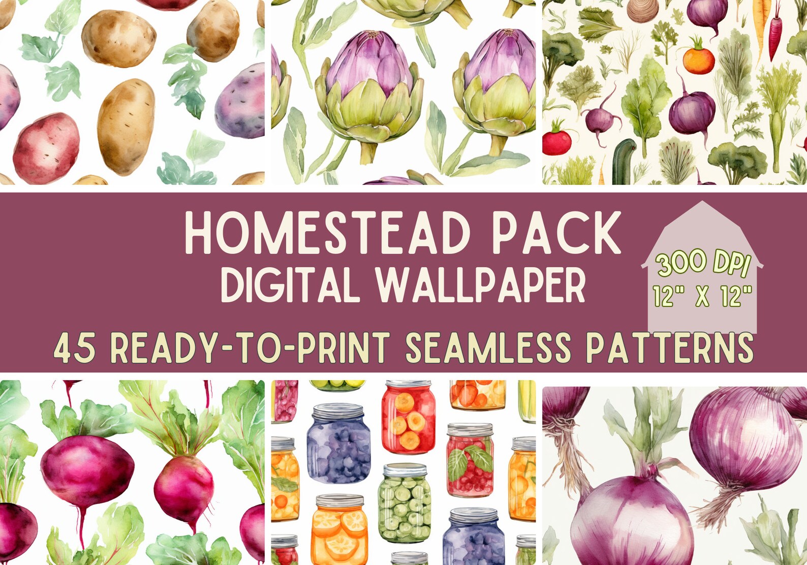 45-pack Homestead-themed Digital Wallpaper Patterns - Mason Jars ...