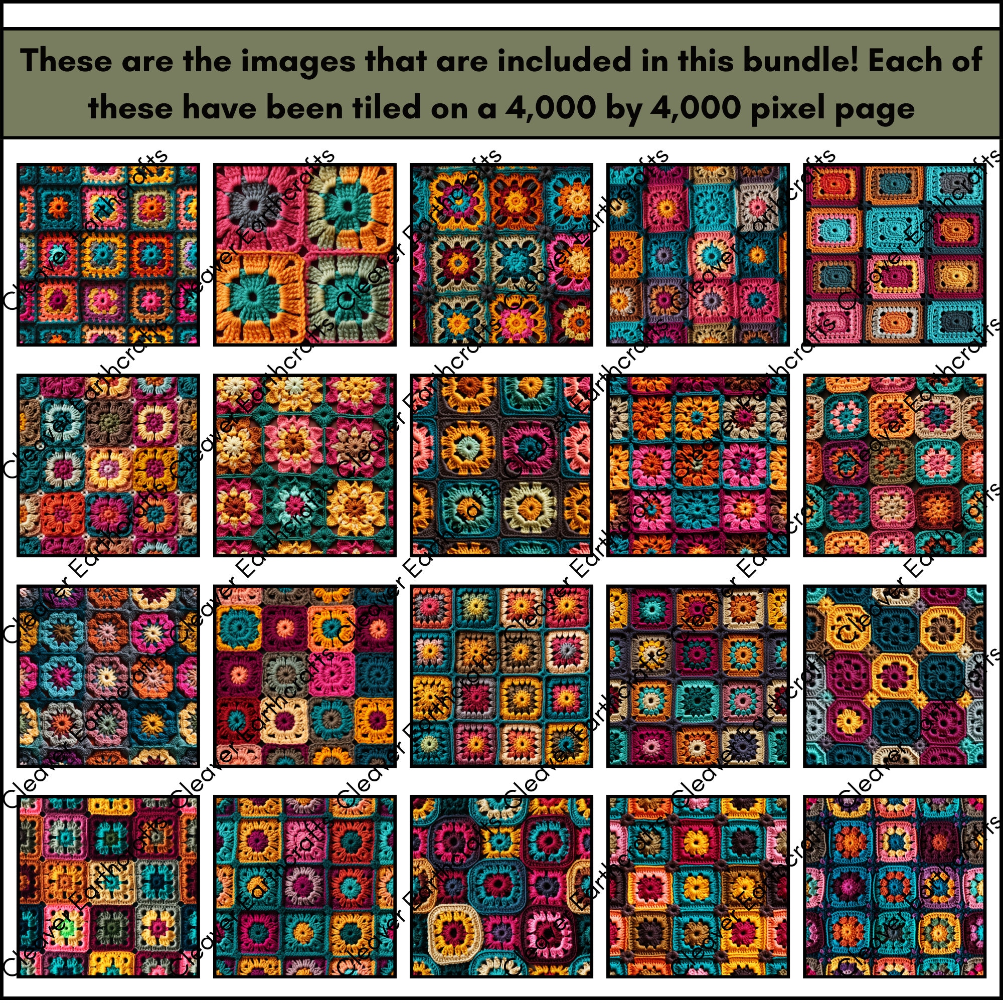 Granny Square Digital Paper Set, Realistic Yarn Texture Wallpaper ...