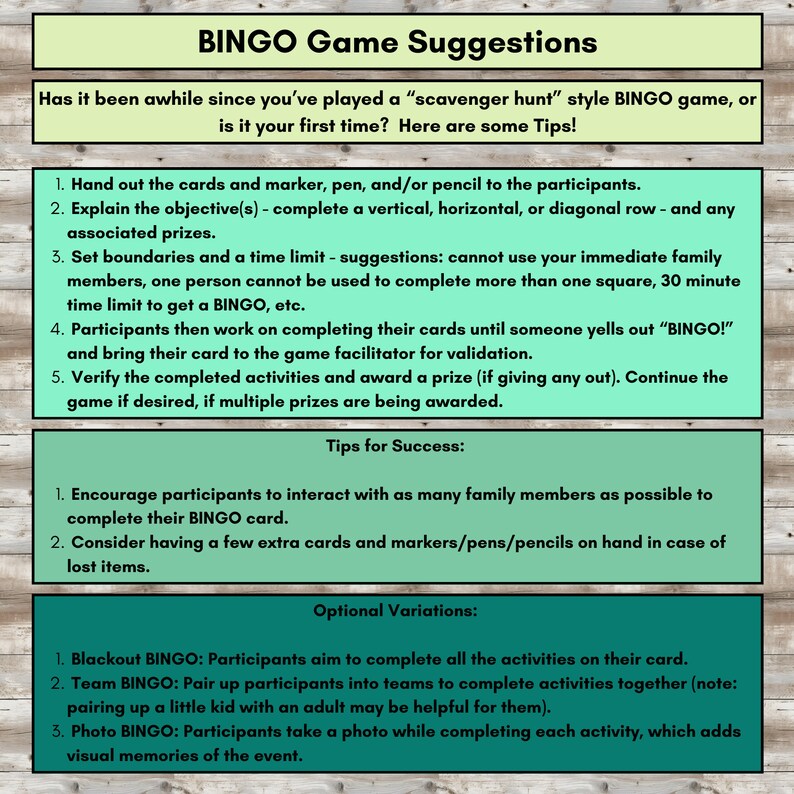 Fun Scavenger Hunt Bingo Game for Family Reunion, Immediate Download ...