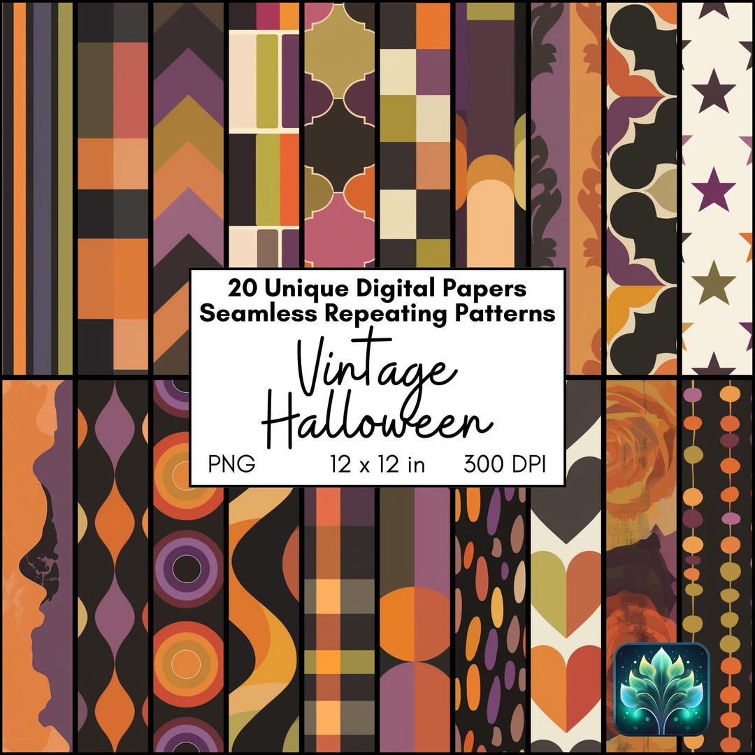 Vintage Halloween Digital Paper Set, Instant Download Print at Home ...