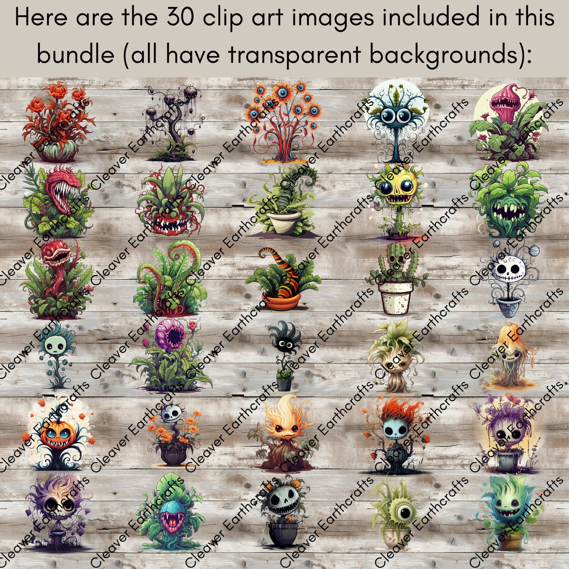 Digital Clipart Bundle Fantasy Carnivorous Houseplant Images, Cute ...