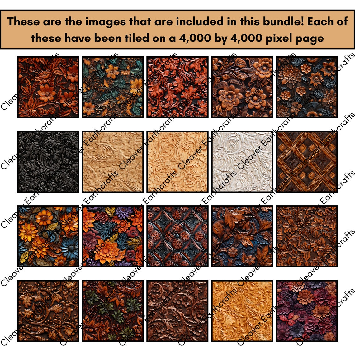 Tooled Leather Digital Paper, Seamless Repeating Pattern, Western ...