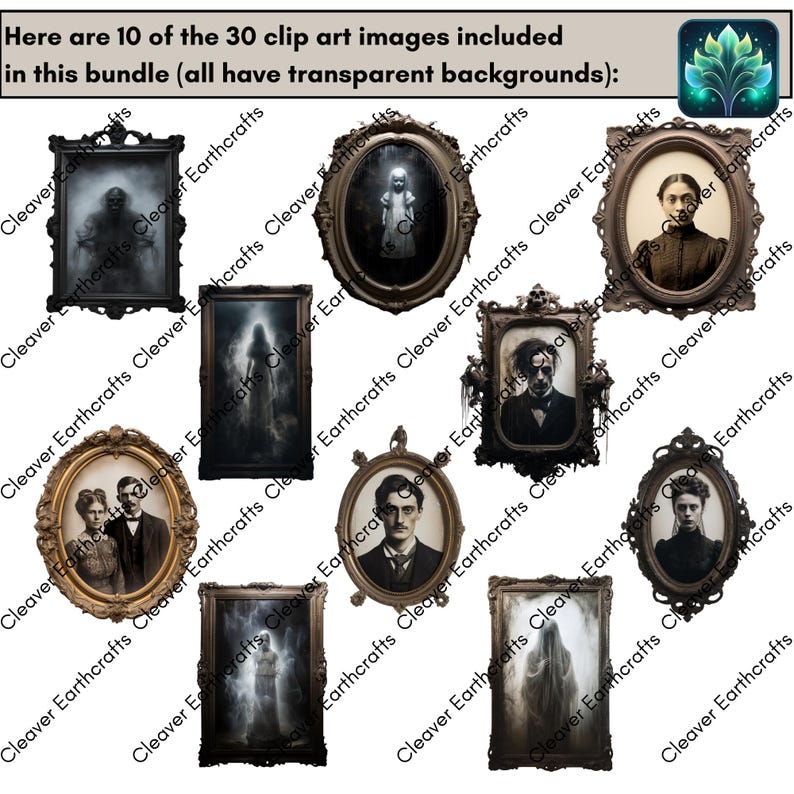 Victorian Macabre Portrait Clip Art, Spooky Gothic PNG SVG (digital ...