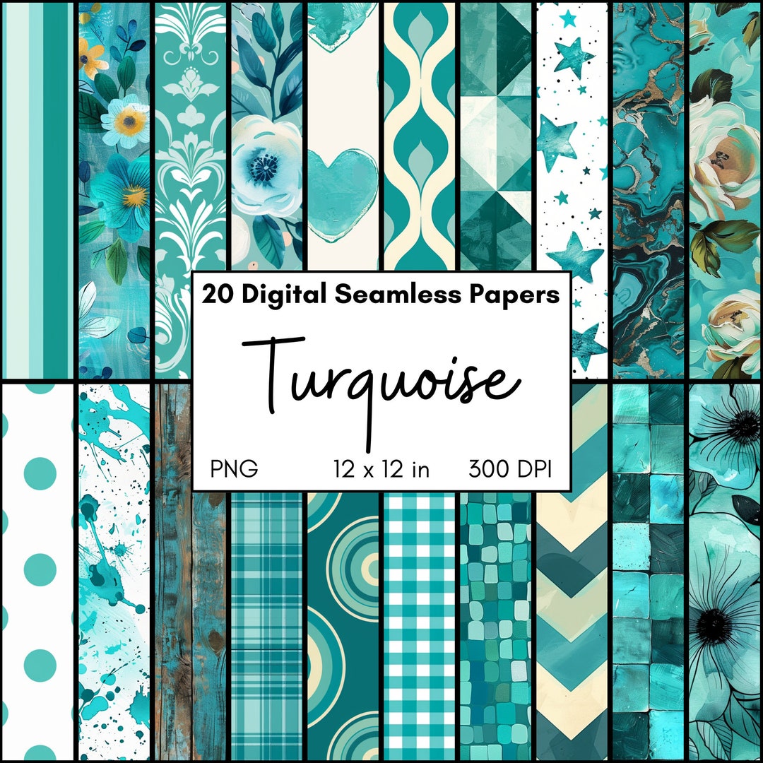 Digital Paper Set Turquoise, Repeating Pattern Computer Background ...
