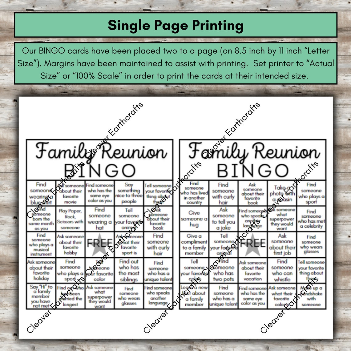 Fun Scavenger Hunt Bingo Game for Family Reunion, Immediate Download ...