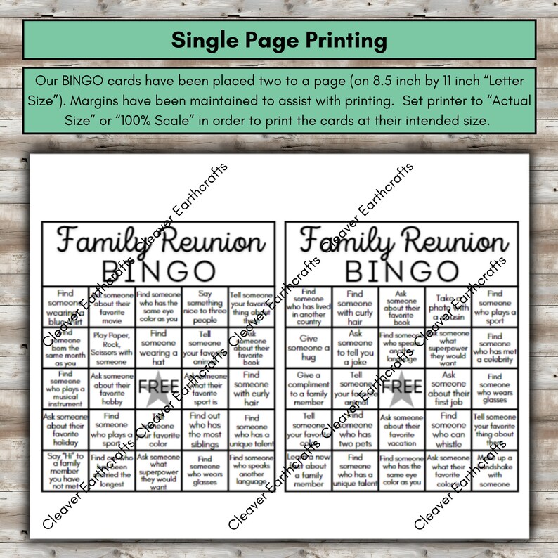 Fun Scavenger Hunt Bingo Game for Family Reunion, Immediate Download ...