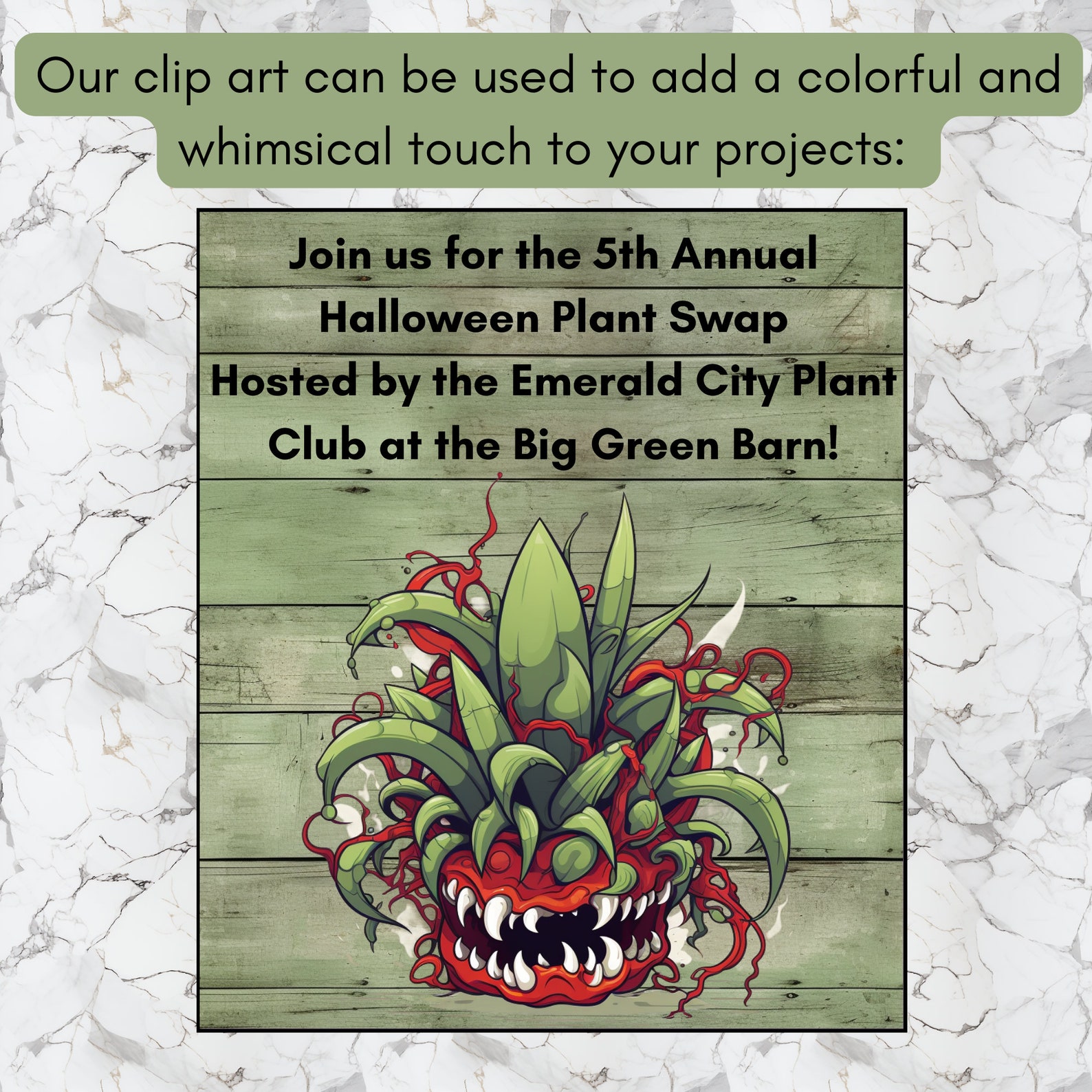 Spooky Carnivorous Houseplant Clipart Bundle: Fantasy Potted Plants ...