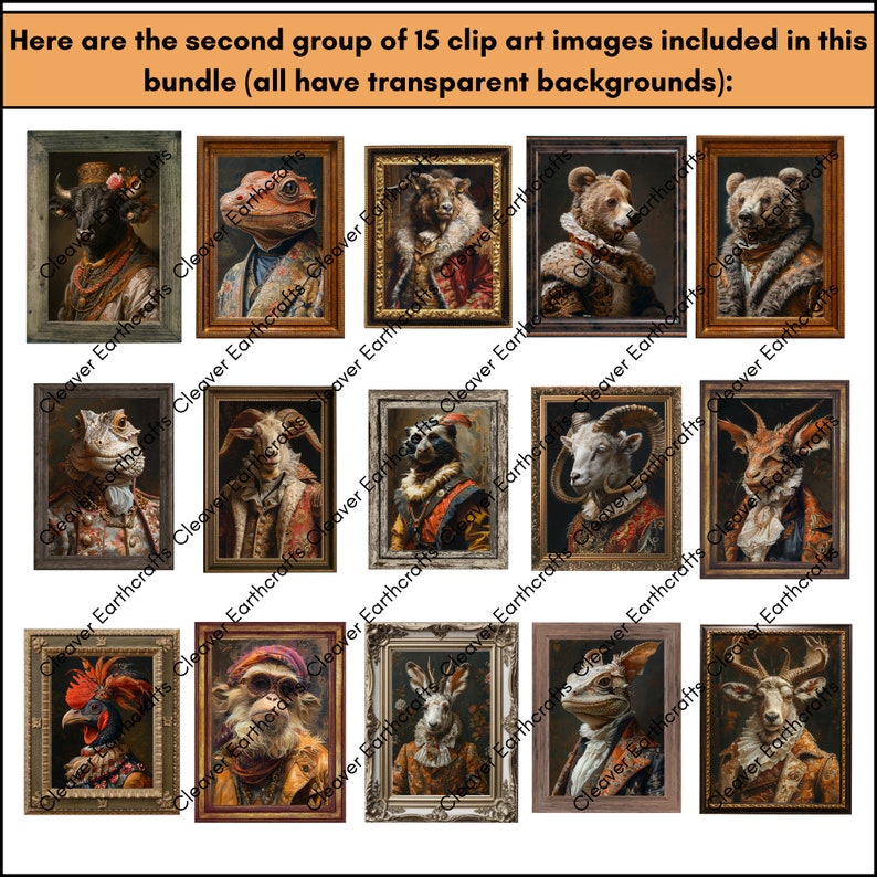 Captivating Creatures Victorian Oil Painting Digital Clipart, Miniature ...