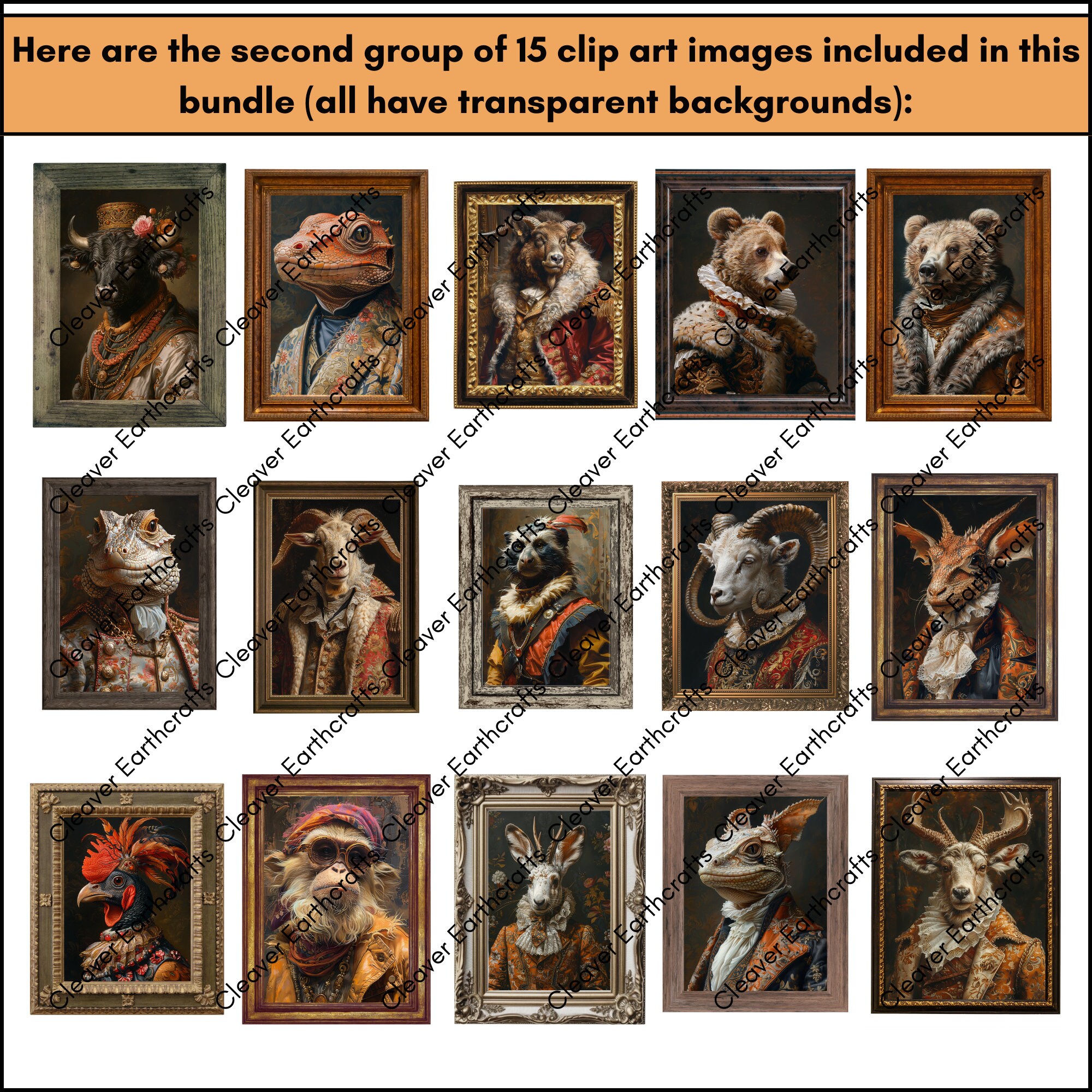 Captivating Creatures Victorian Oil Painting Digital Clipart, Miniature ...
