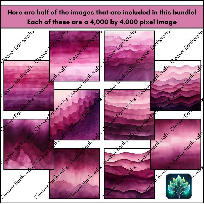 Deep Plum Watercolor Ombre Digital Pages Bundle, Fun Background Paper ...