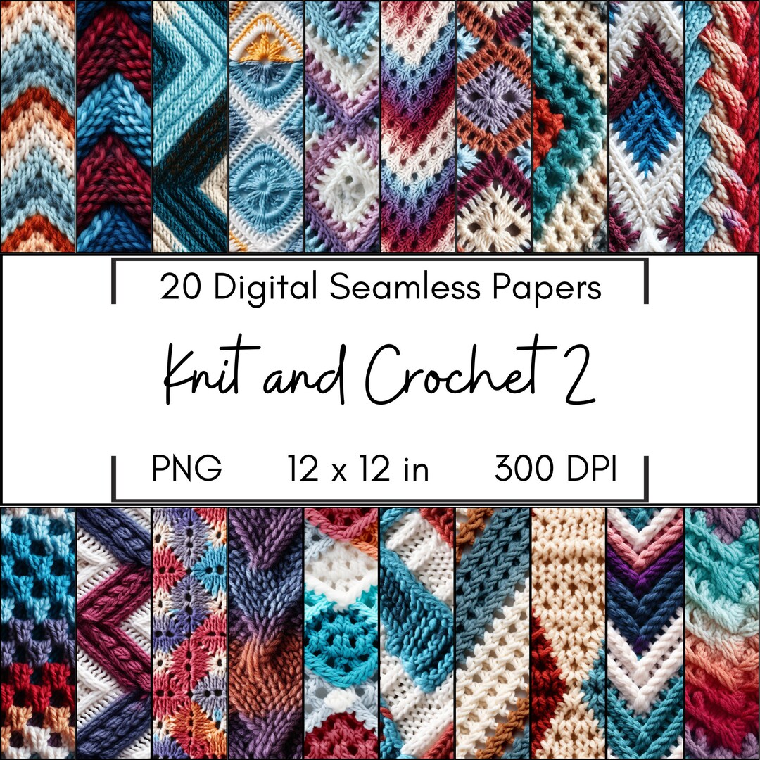 Digital Paper Pack Knit and Crochet Textures Seamless - Etsy