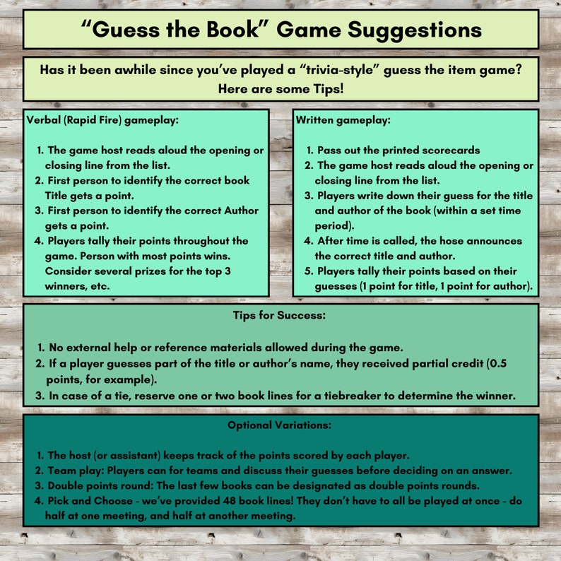 Classic Novel Trivia Game: Book Club Icebreaker (printable PDF) - Etsy