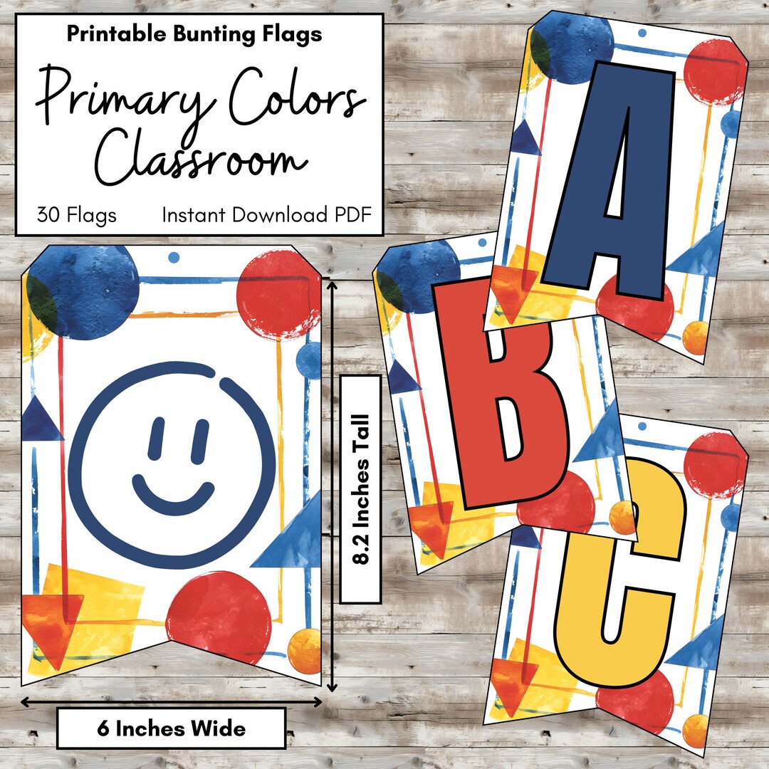 Primary Colors Alphabet Banner, Customizable Classroom Garland Bunting ...