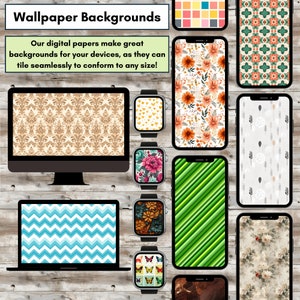 Pumpkin Spice Digital Paper Set, Seamless Repeating Patterns for ...