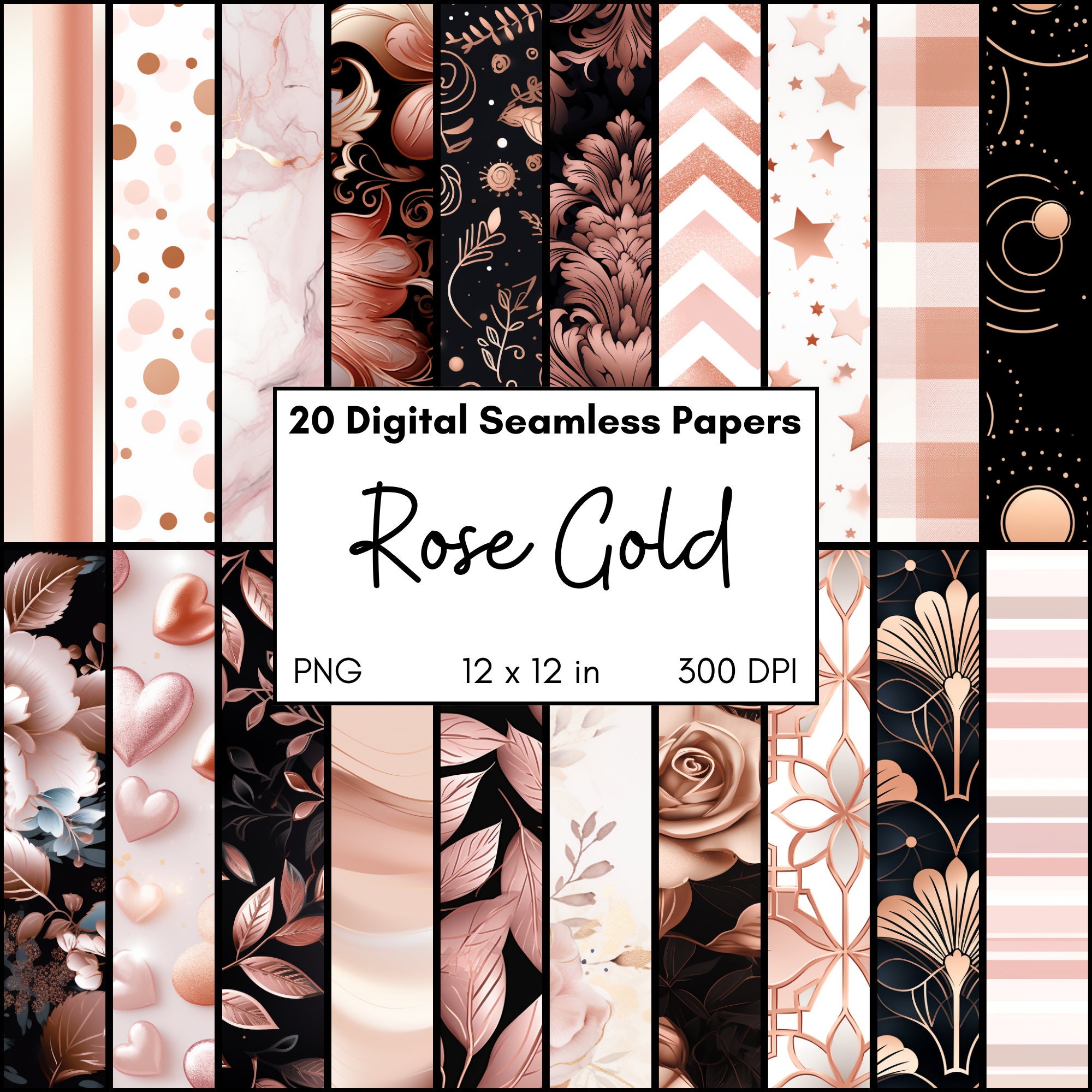 Rose Gold Digital Paper Pack, Seamless Pattern Digital Background ...