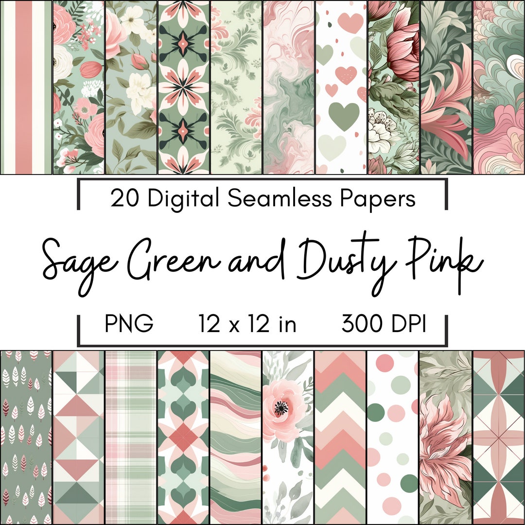 Digital Paper Seamless Repeating Pattern Sage Green Dusty - Etsy