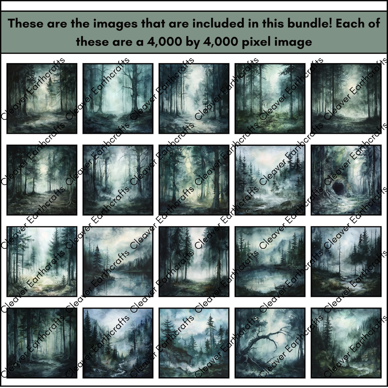 Dark Haunted Watercolor Forest Digital Paper Pack, Foggy Foreboding ...