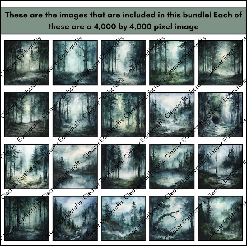 Dark Haunted Watercolor Forest Digital Paper Pack, Foggy Foreboding ...