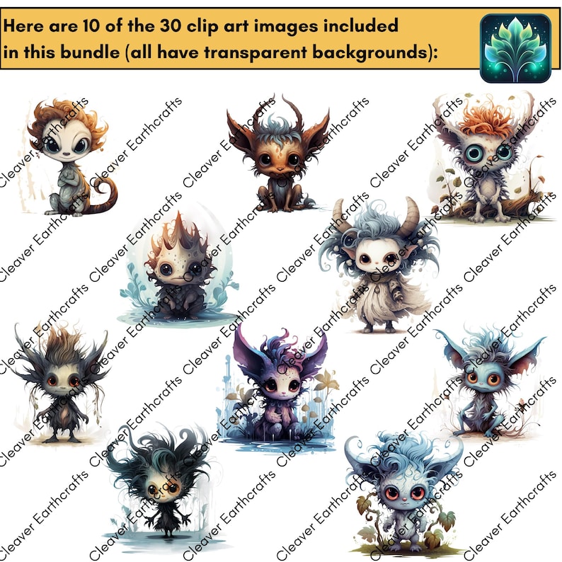 Mythical Animal Digital Clip Art Pack, Fantasy Creatures Baby Monsters ...