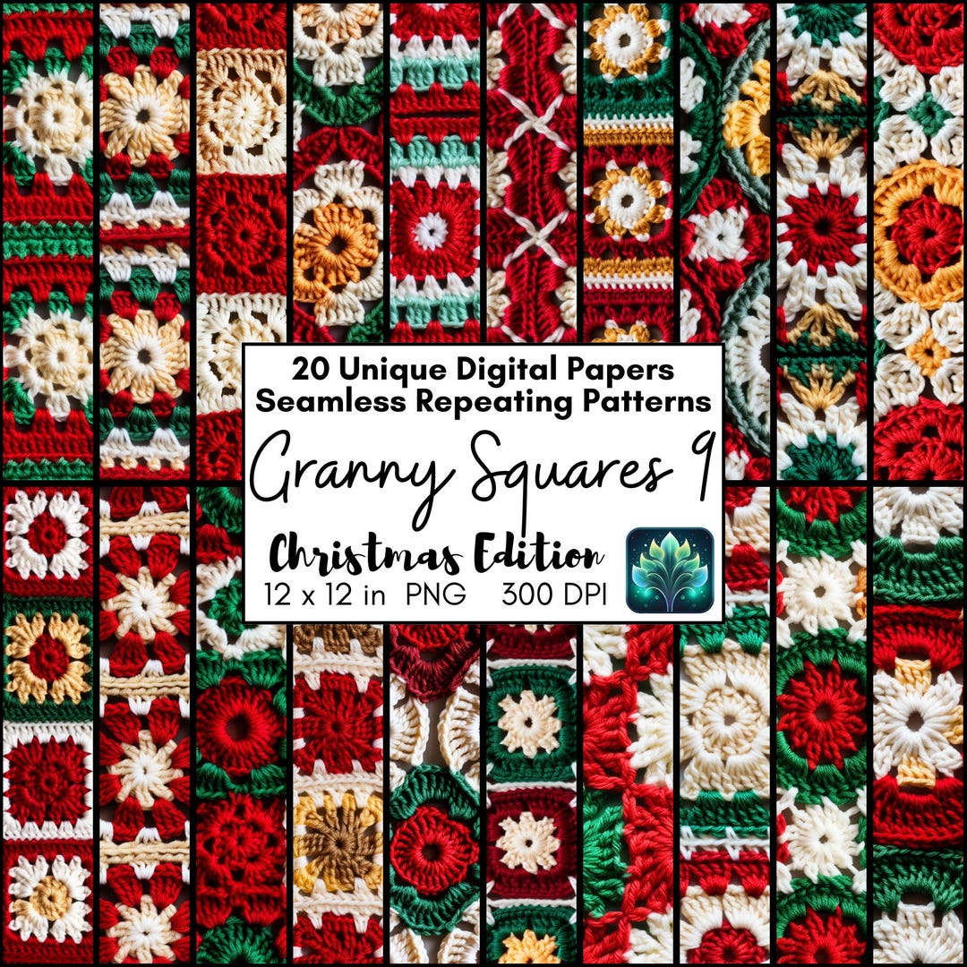 Crochet Granny Squares Digital Paper Pack, Seamless Repeating Realistic ...