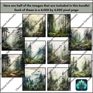 Misty Forest Watercolor, Landscape Image, 12x12 Digital Paper ...