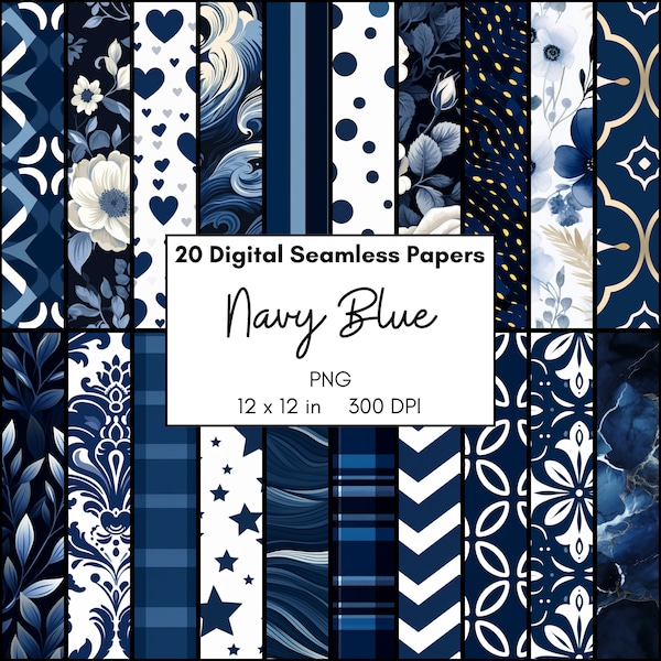 Navy Blue Patterns - Etsy