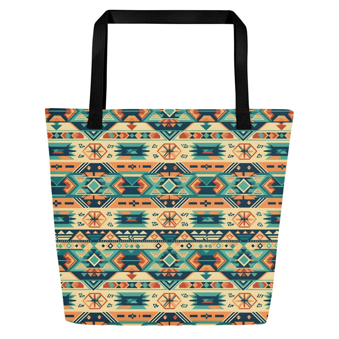 Yeehaw Boujee Large Aztec Beach Bag, Shopping Tote Bags, Beach Bags and ...