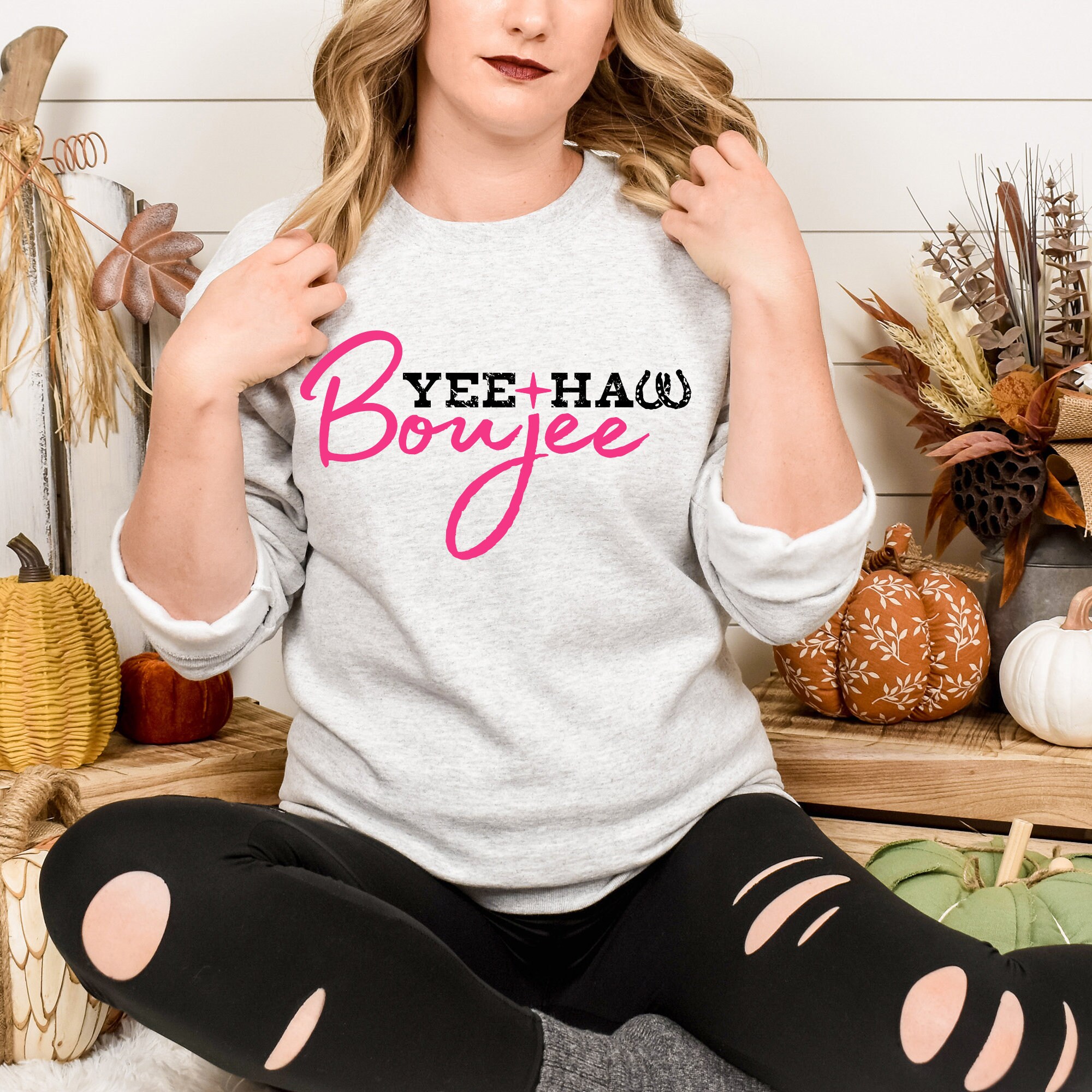 Yeehaw Boujee Long Sleeve Tee, Country Western Long Sleeve Tee ...