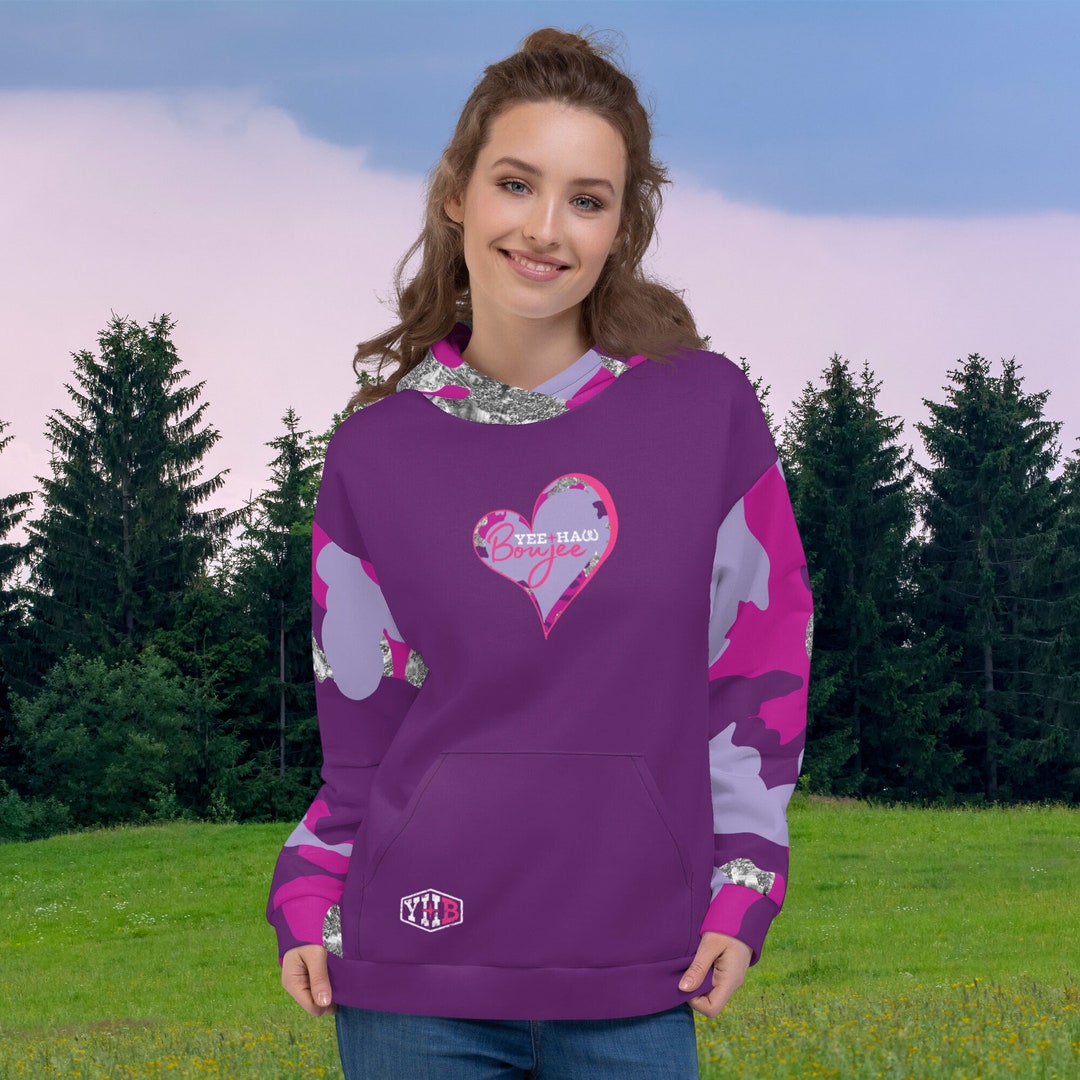 Purple Camo Hoodie Yeehaw Boujee Hoodie Cowgirl Hoodie Etsy