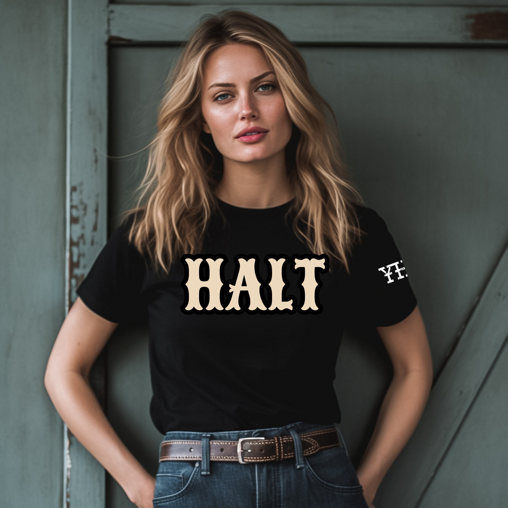 Halt T-shirt, Country Western Wear, Funny Horse Shirt, Yeehaw Boujee ...