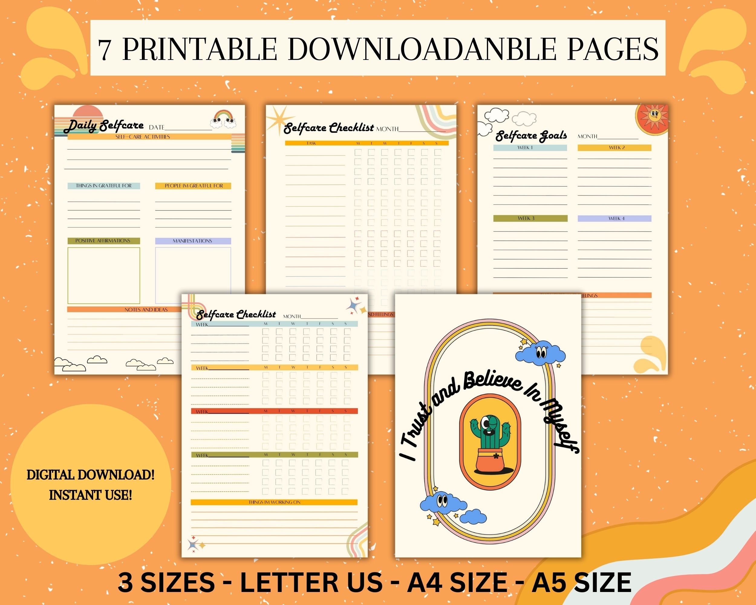 Daily Self-care Journal, Self-care Sheet, Positivity, Printable ...