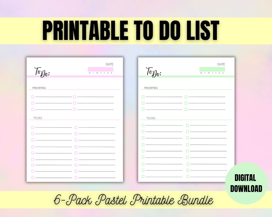 Printable to Do List Daily, Weekly To-do Pdf Planner Checklist A4, A5 ...
