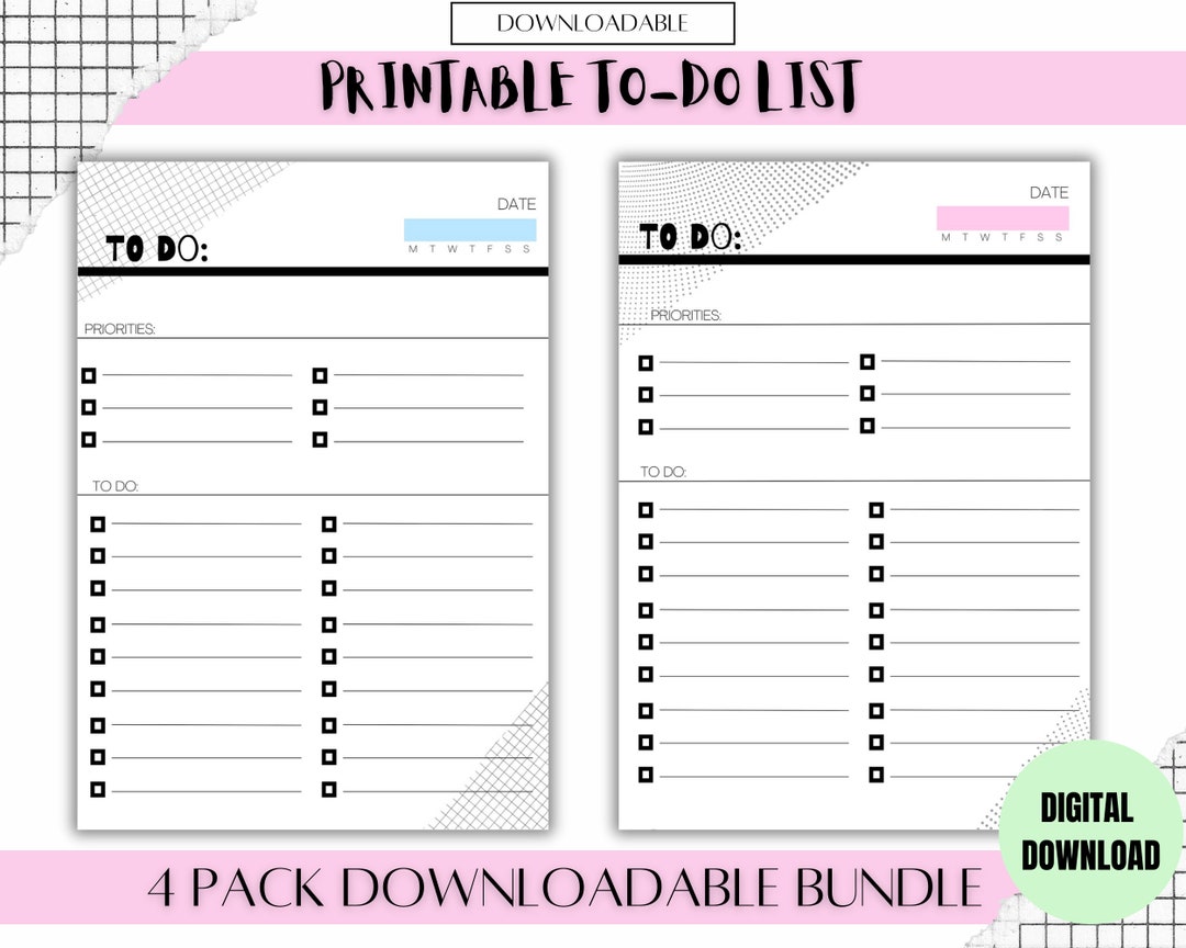 To-do List Printable: 4 to Do List | to Do List Digital | iPad to Do ...