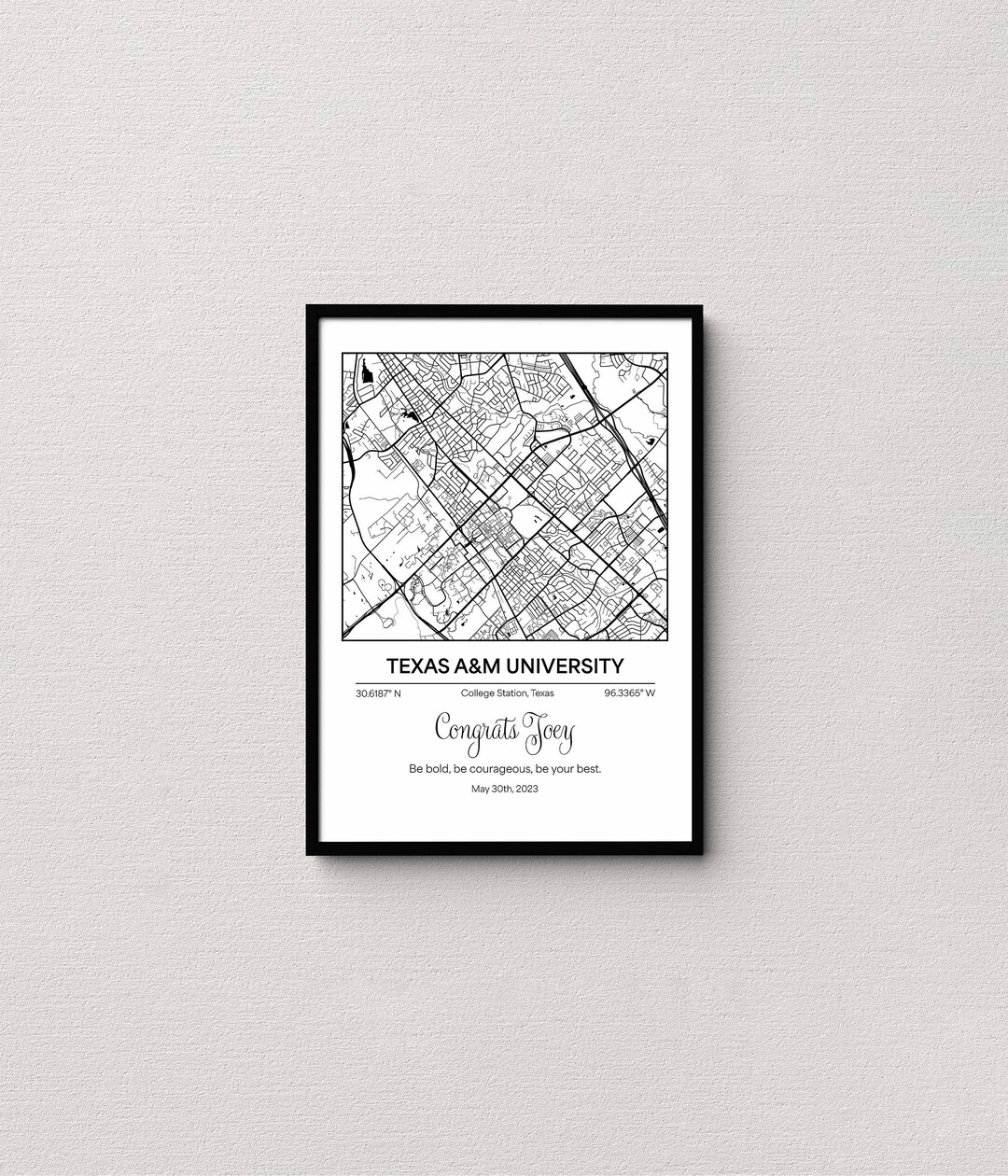 Texas A&M College Map Poster Custom Grad Gift Custom - Etsy