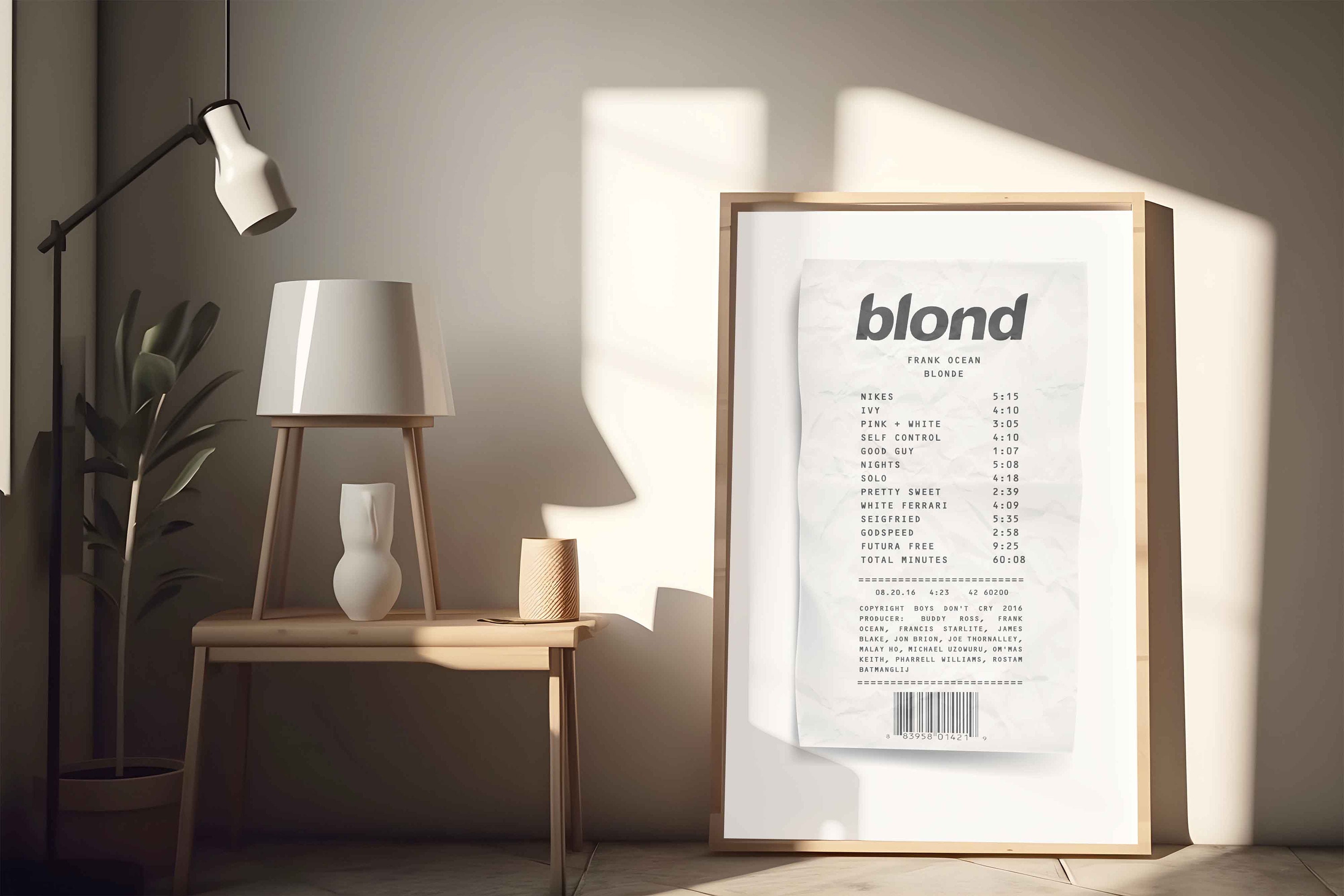 Frank Ocean Blonde Album Poster | Receipt Blonde Poster Designed & Sold ...