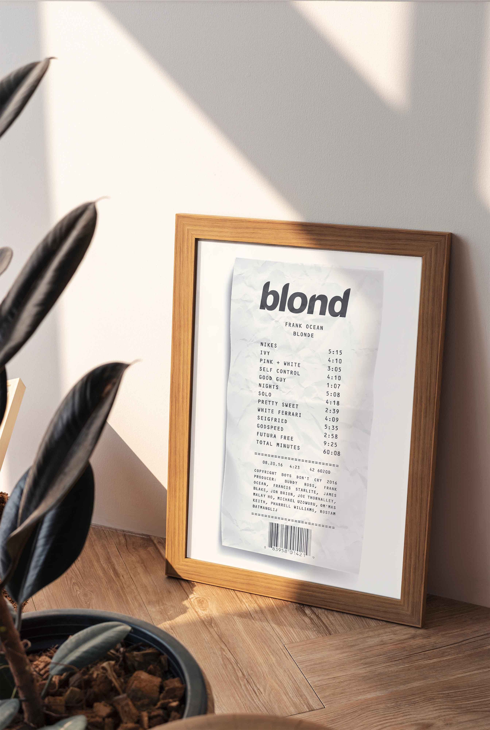 Frank Ocean Blonde Album Poster | Receipt Blonde Poster Designed & Sold ...