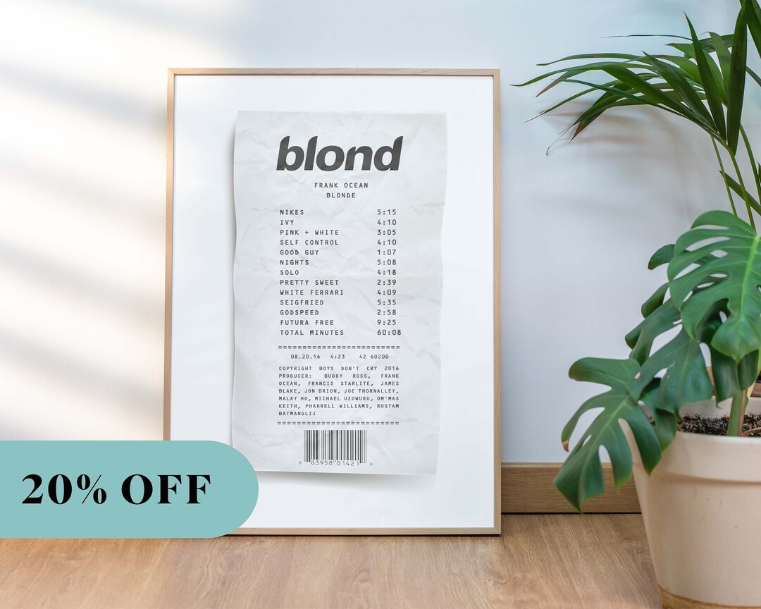 Physical Frank Ocean Blonde Album Poster Receipt Blonde - Etsy