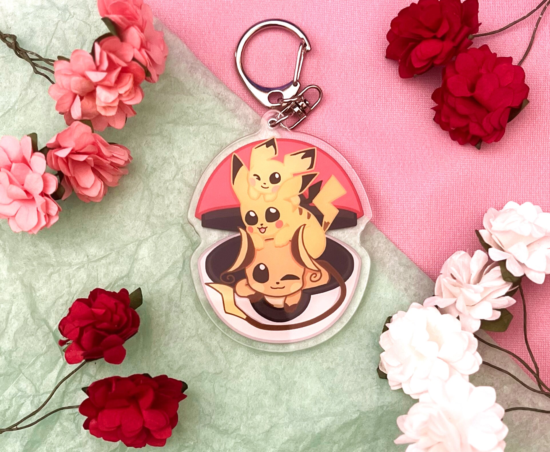 Pokemon Gen 1 Starter & Pikachu Charms 2.5 Double Sided Acrylic Charm ...