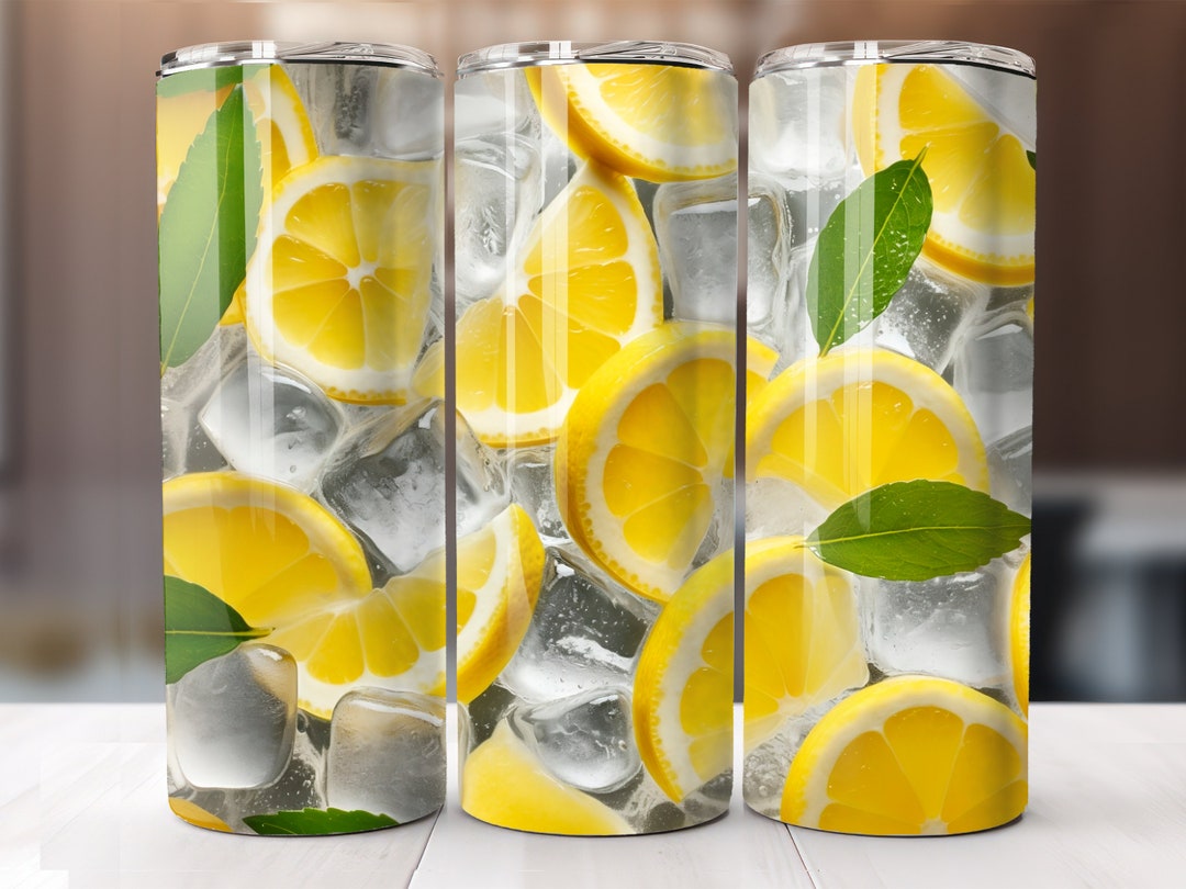 3D Lemonade Ice Cubes 20 Oz Skinny Tumbler Sublimation Design, Instant ...