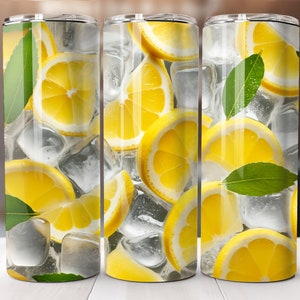 3D Lemonade Ice Cubes 20 Oz Skinny Tumbler Sublimation Design, Instant ...