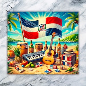Dominican Republic Flag Tumbler Wrap 20 Oz Skinny Sublimation Design ...