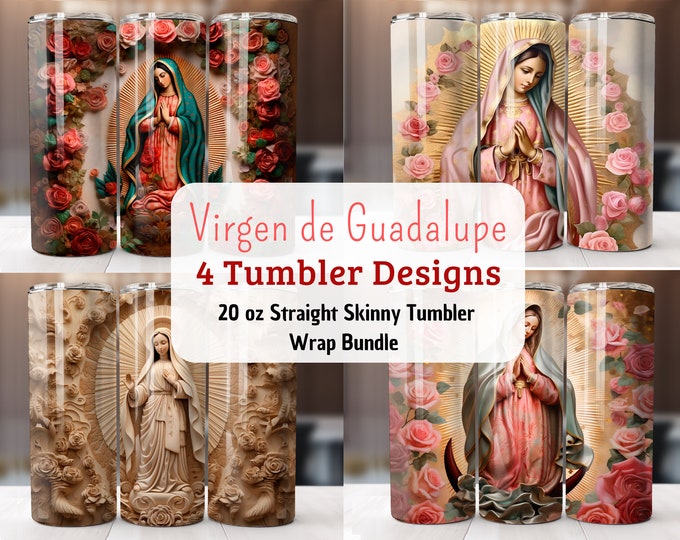 Virgen De Guadalupe Tumbler Wrap Bundle, 20 Oz Skinny Sublimation ...