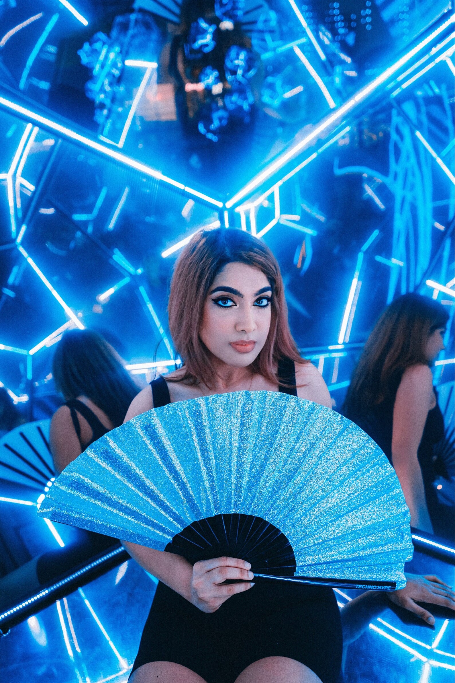 Disco Ball Rave Fan Rave Fan Rave Fan Holster Festival Fan Bamboo Clack ...