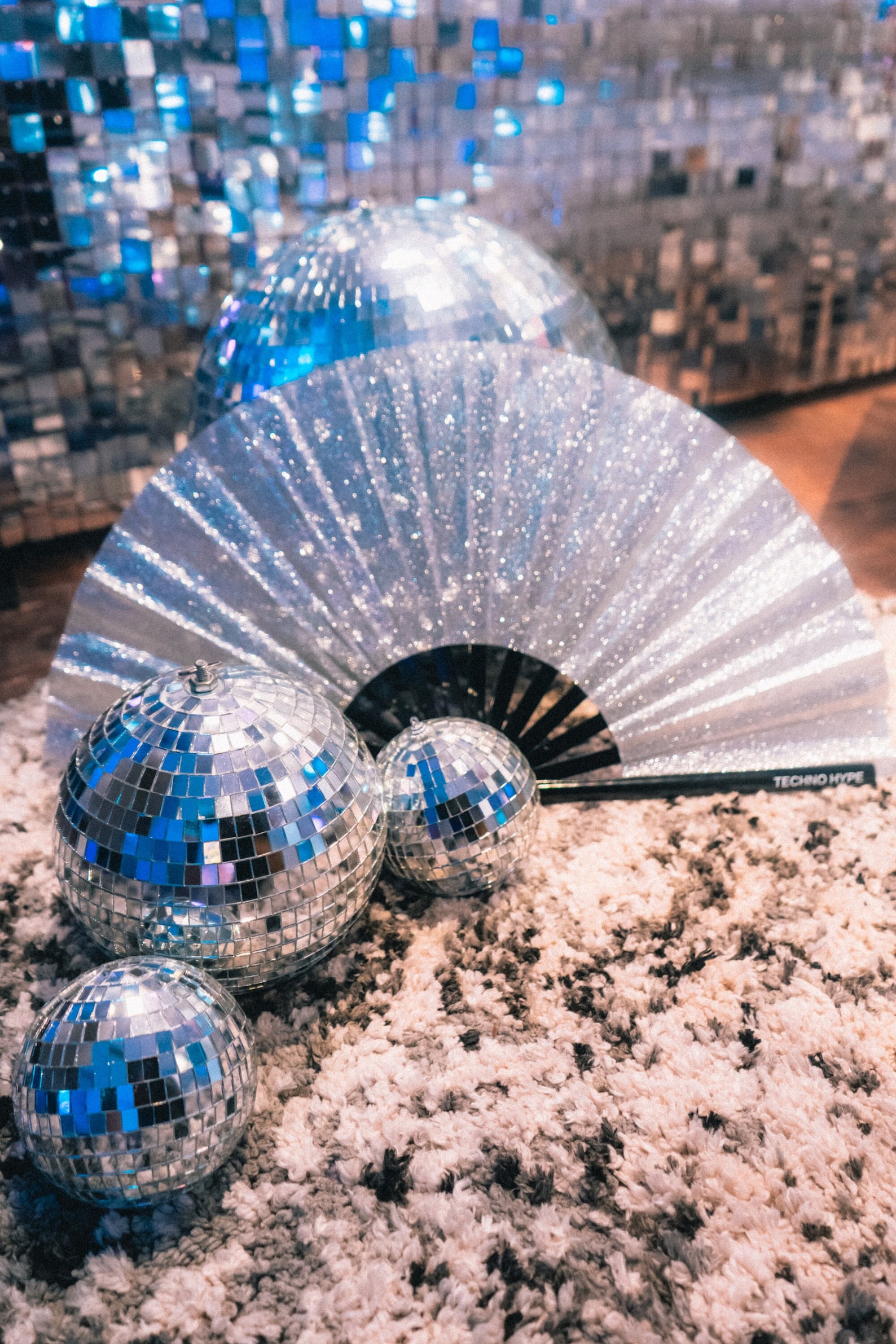 Disco Ball Rave Fan Rave Fan Rave Fan Holster Festival Fan Bamboo Clack ...