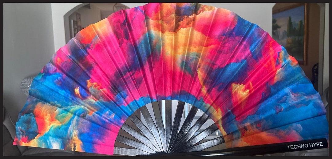 Ethereal Sky Fan- Rave Fan- Rave Fan Holster- Festival Fan- Bamboo ...
