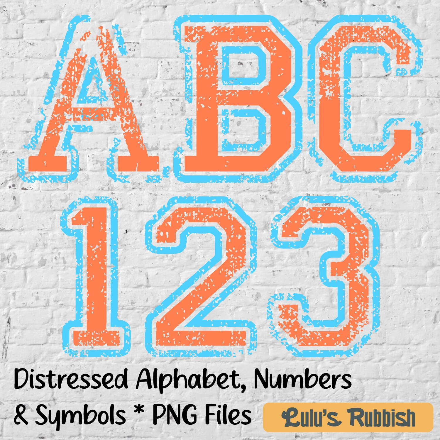 Distressed Alphabet Set Png, Coral & Blue Alphabet Set, Png Files ...